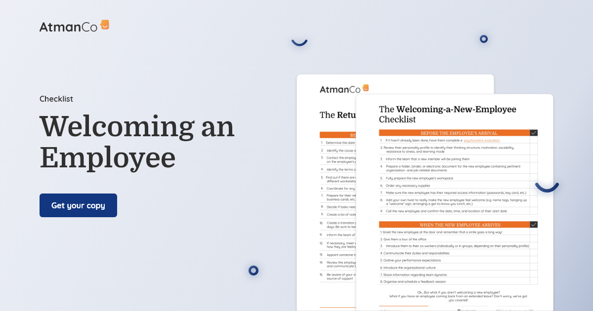 Welcoming an Employee Checklist | AtmanCo